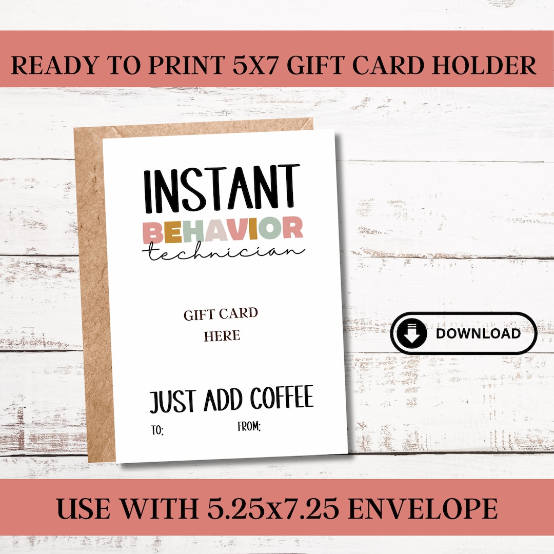 ABA Therapist Card, Digital Download, ABA Therapy Gift Card Holder ...