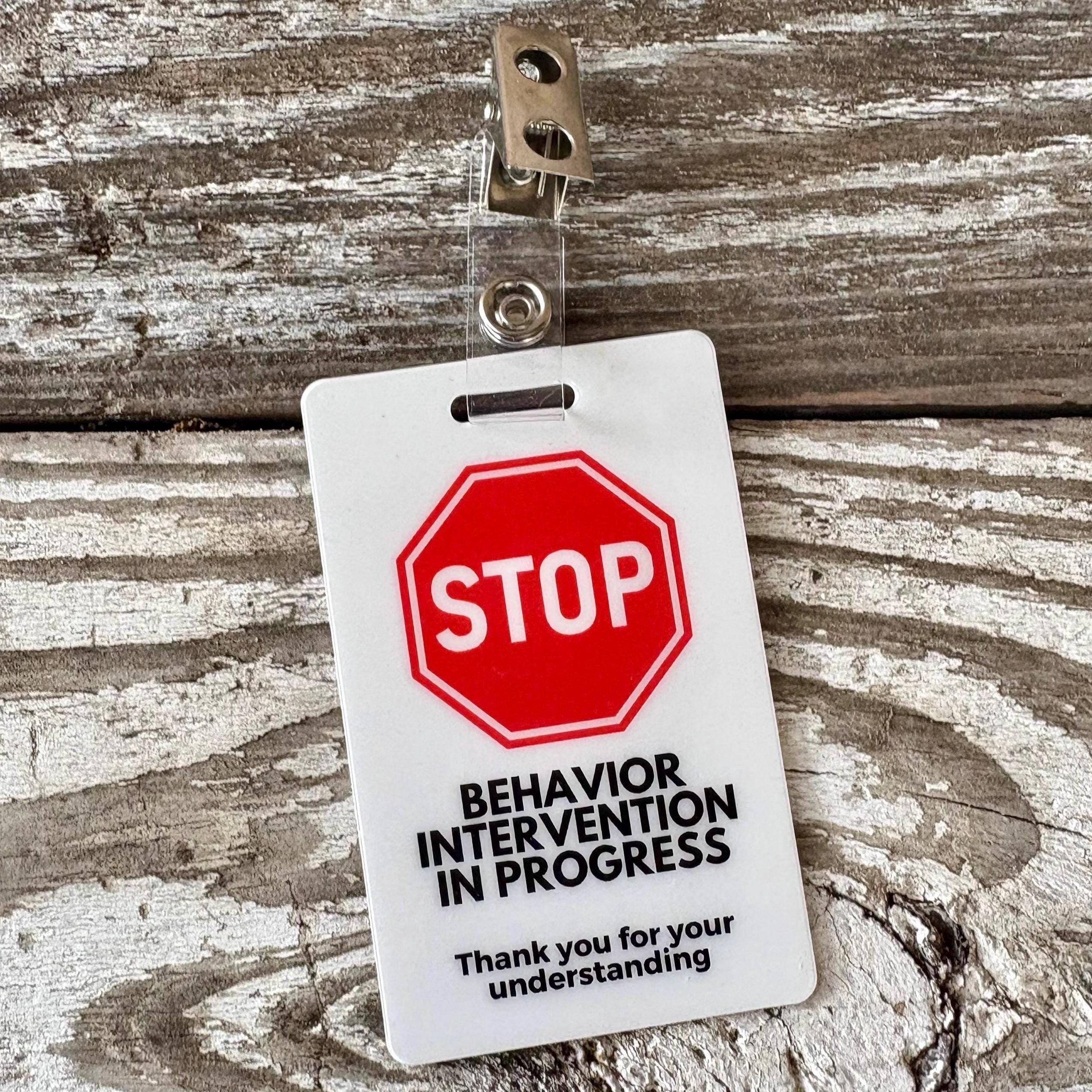 Stop Sign Badge, Behavior Intervention in Progress Badge Card, Special ...