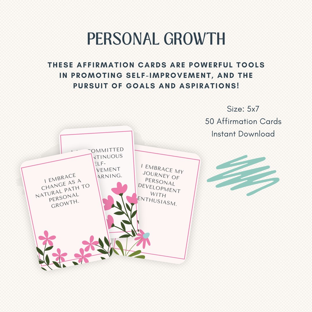 Personal Growth Affirmation Cards for Adults, Digital Affirmation Cards ...