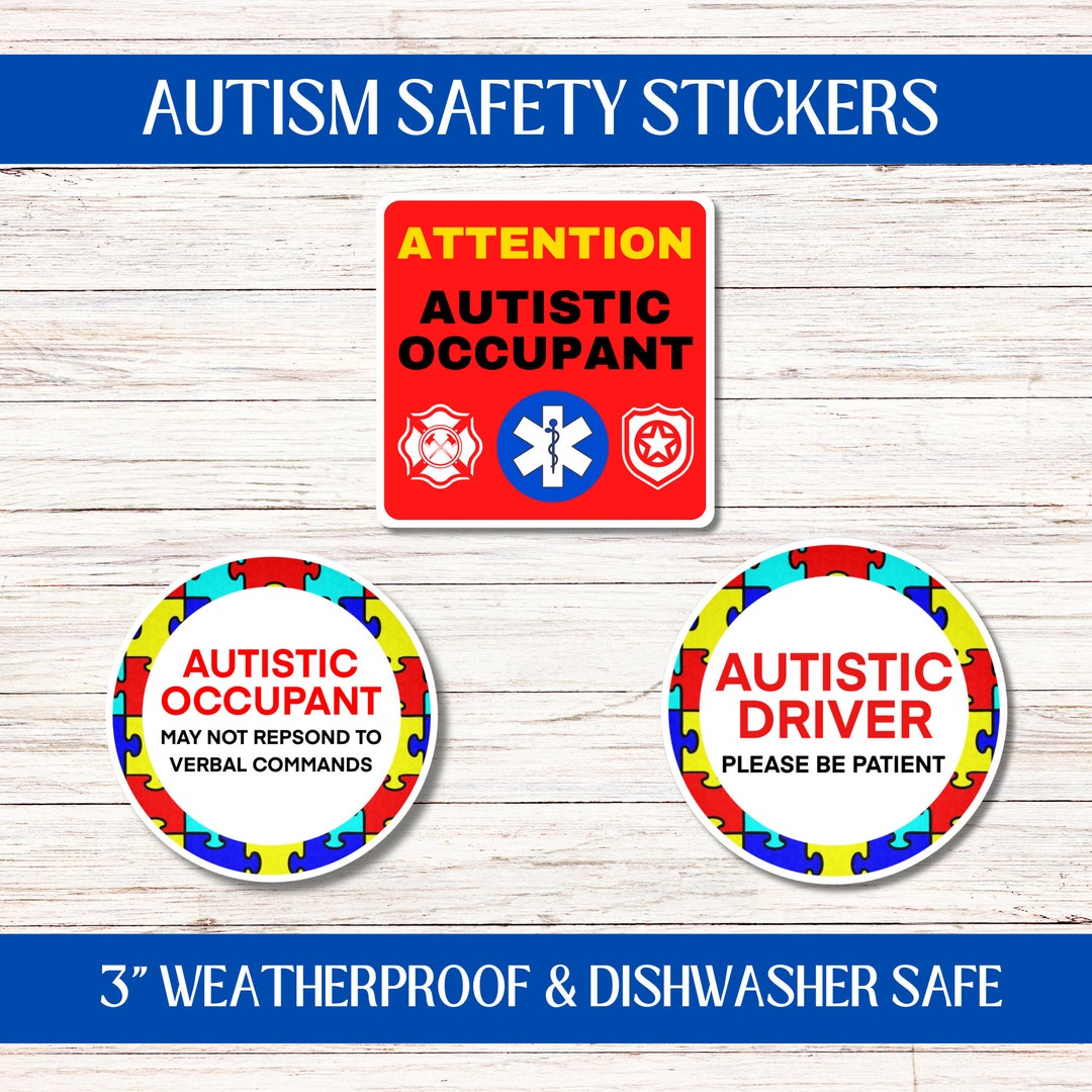 Autism Car Window Decal, Autism Safety, Medical Alert Sticker, Autistic ...