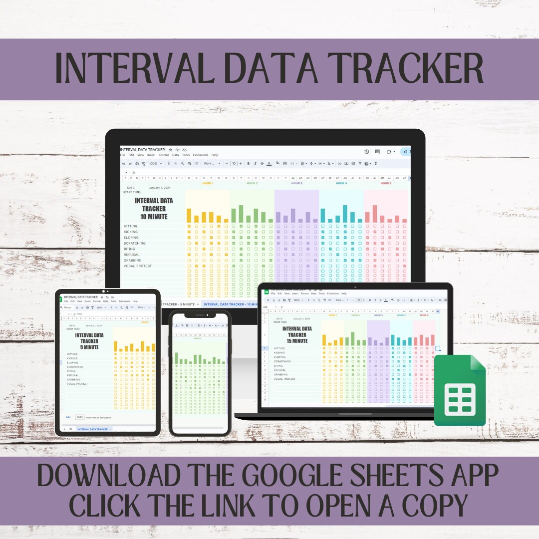 Interval Data Tracker, Behavior Data Spreadsheet, Editable Behavior ...