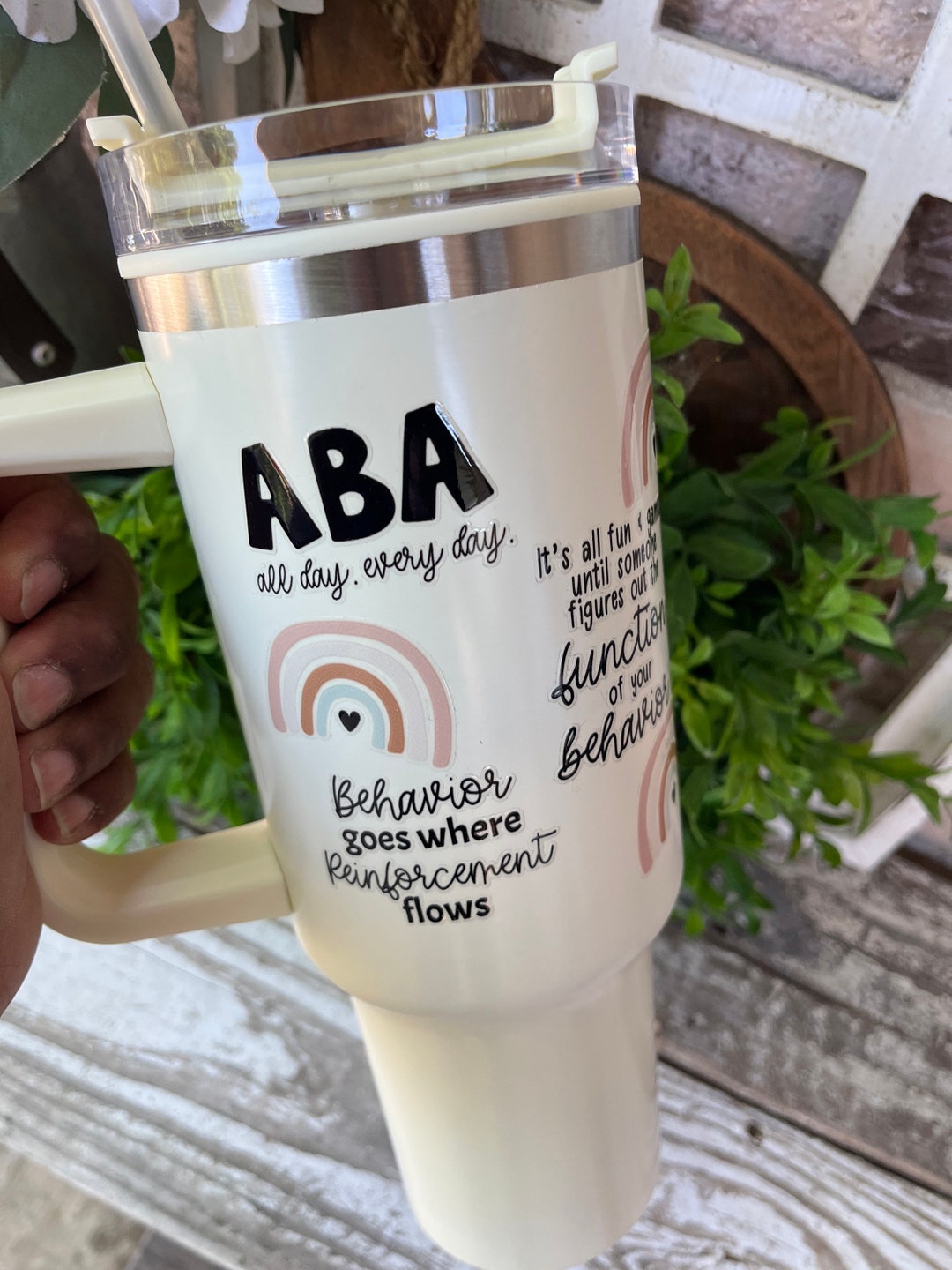 40oz ABA Sticker Tumbler ABA Therapy Tumbler With Handle - Etsy