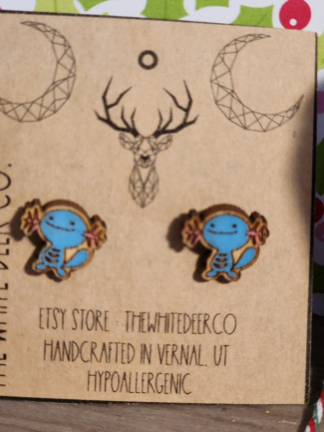 Wooper Pokemon Earrings, Hand-painted Wood, Anime Inspired - Etsy