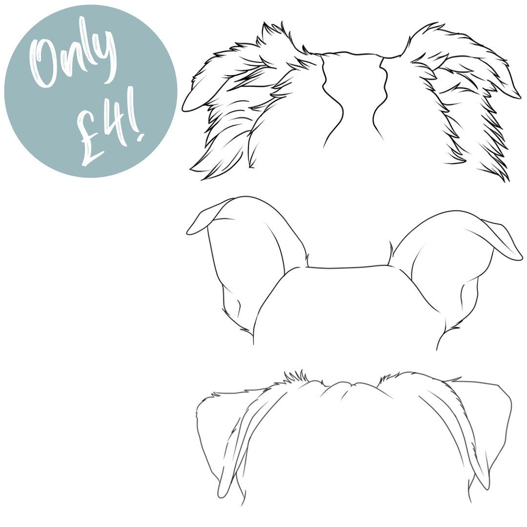 Custom Drawn Pet Ear Portrait Digital File Only Dog Cat - Etsy