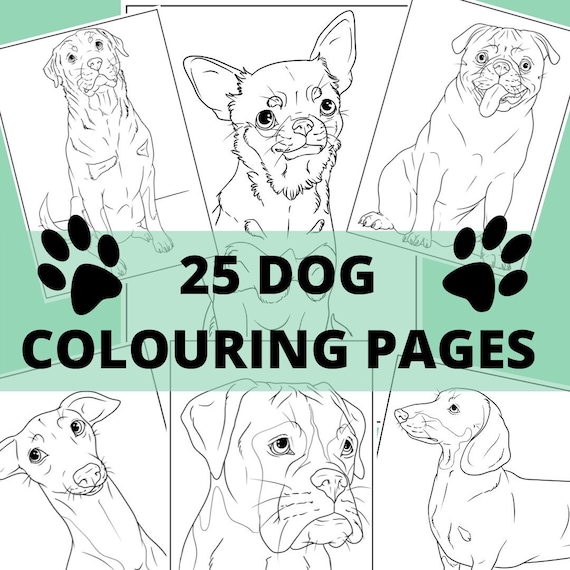 25 Dog Colouring Pages Digital Download Printable - Etsy