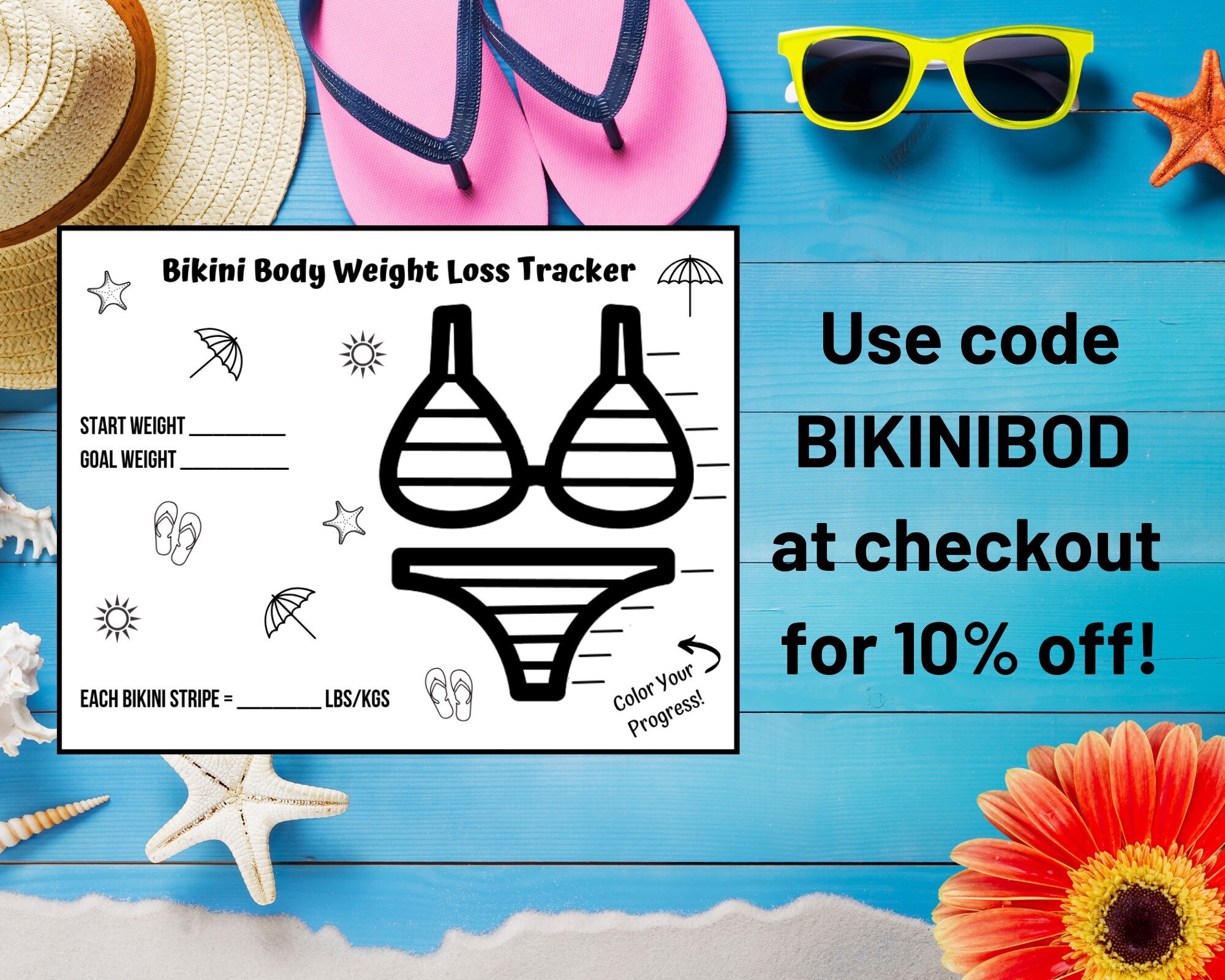 Weight Loss Tracker | Bikini Body Bound - Etsy