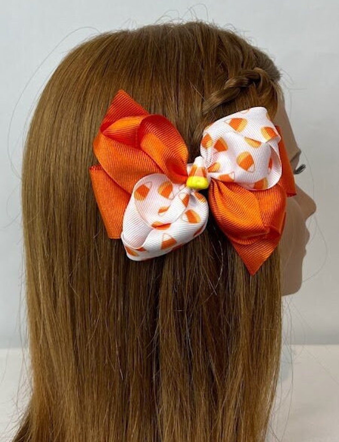 Orange and White Candy Corn Hair Bow - Etsy