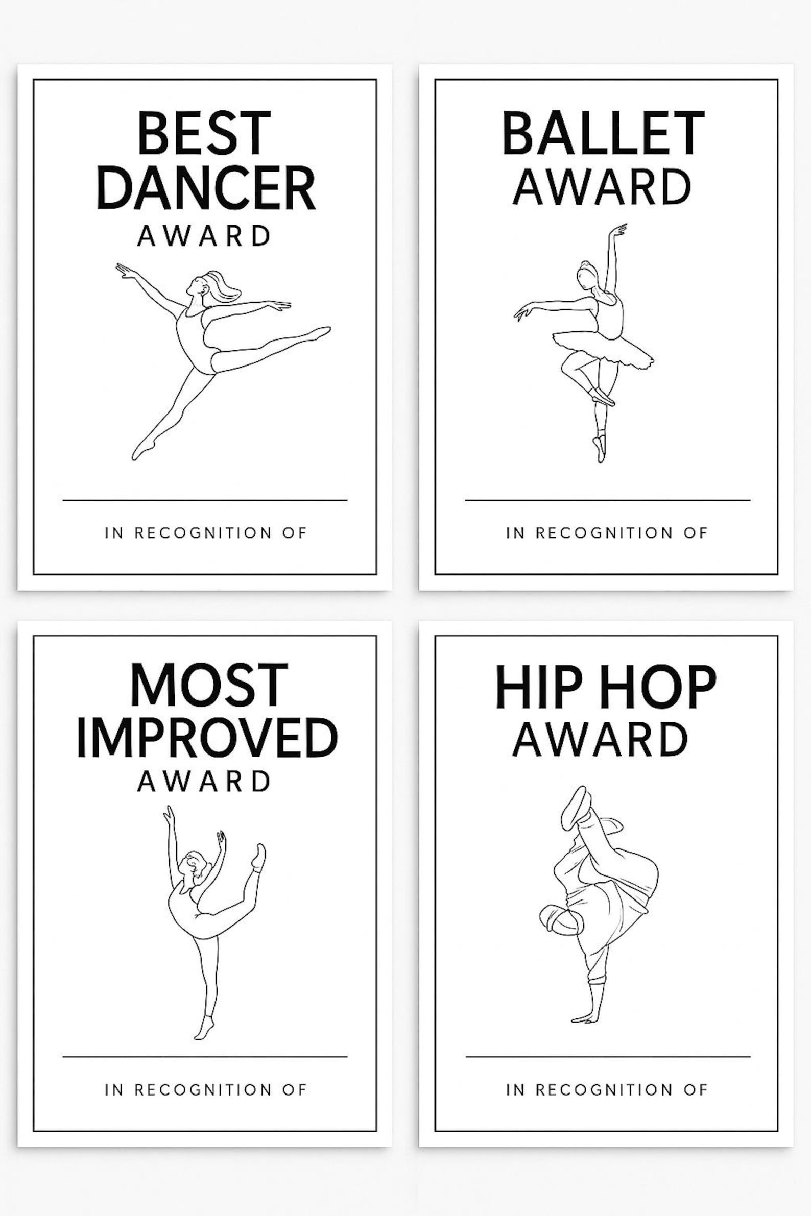 Dance Awards Certificate Bundle: Editable Minimalist PDF Template - Etsy