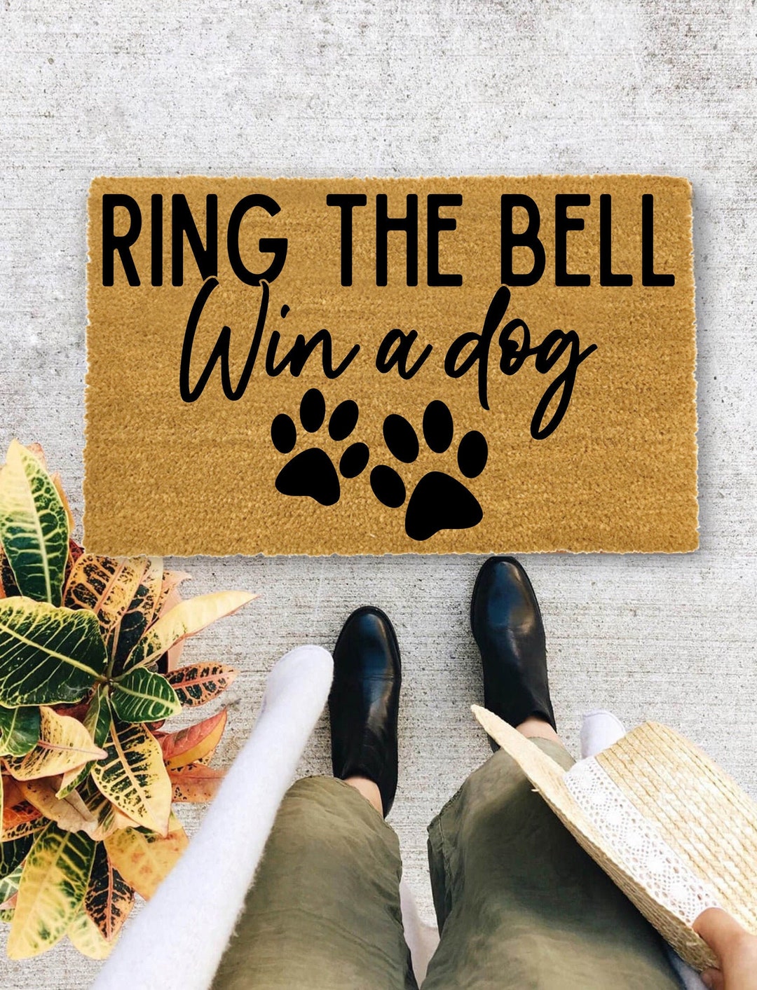Ring the Bell Win a Dog, Closing Gift, Funny Door Mat, New Home Gift ...