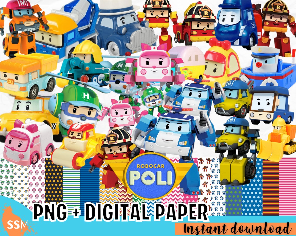 ROBOCAR POLI, Clipart Robocar, Robocar Poli PNG Bundle, Cartoon Police ...