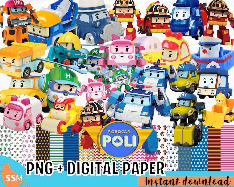 ROBOCAR POLI, Clipart Robocar, Robocar Poli PNG Bundle, Cartoon Police ...