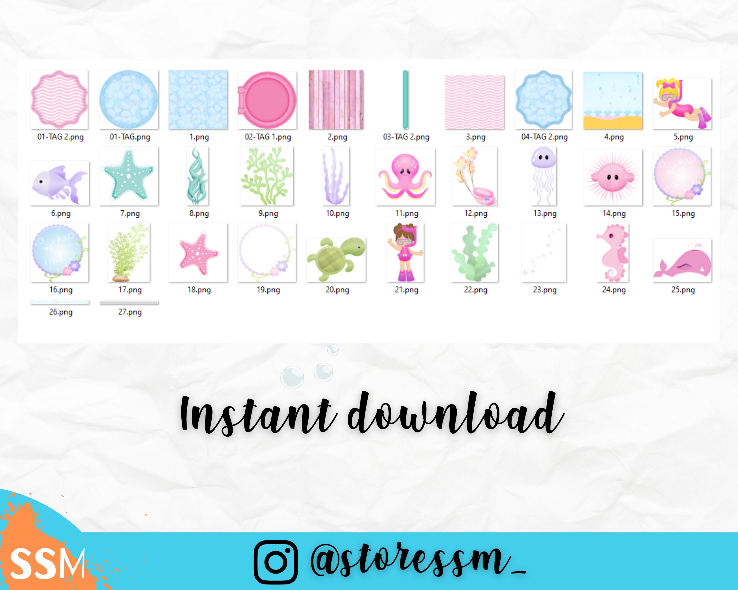 Under the Sea Pink Clipart Animals Aquatico Pink Background - Etsy