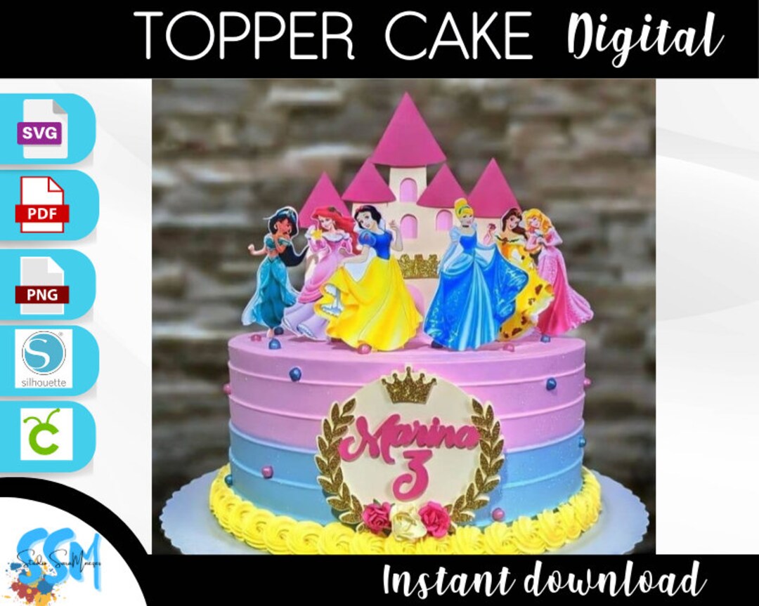 SVG , CRICUT , STUDIO Princess Cake Topper / Princess Cake Topper ...