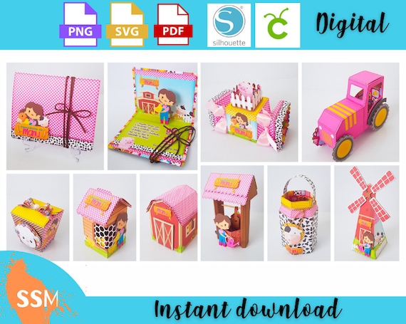 Pink Girl Farm Birthday Favors Boxes Personalized Party - Etsy