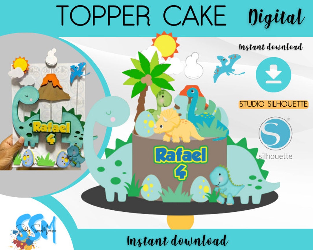 Dinosaur Cake Topper Layered Dino Cake Topper Digital , Silhouette ...