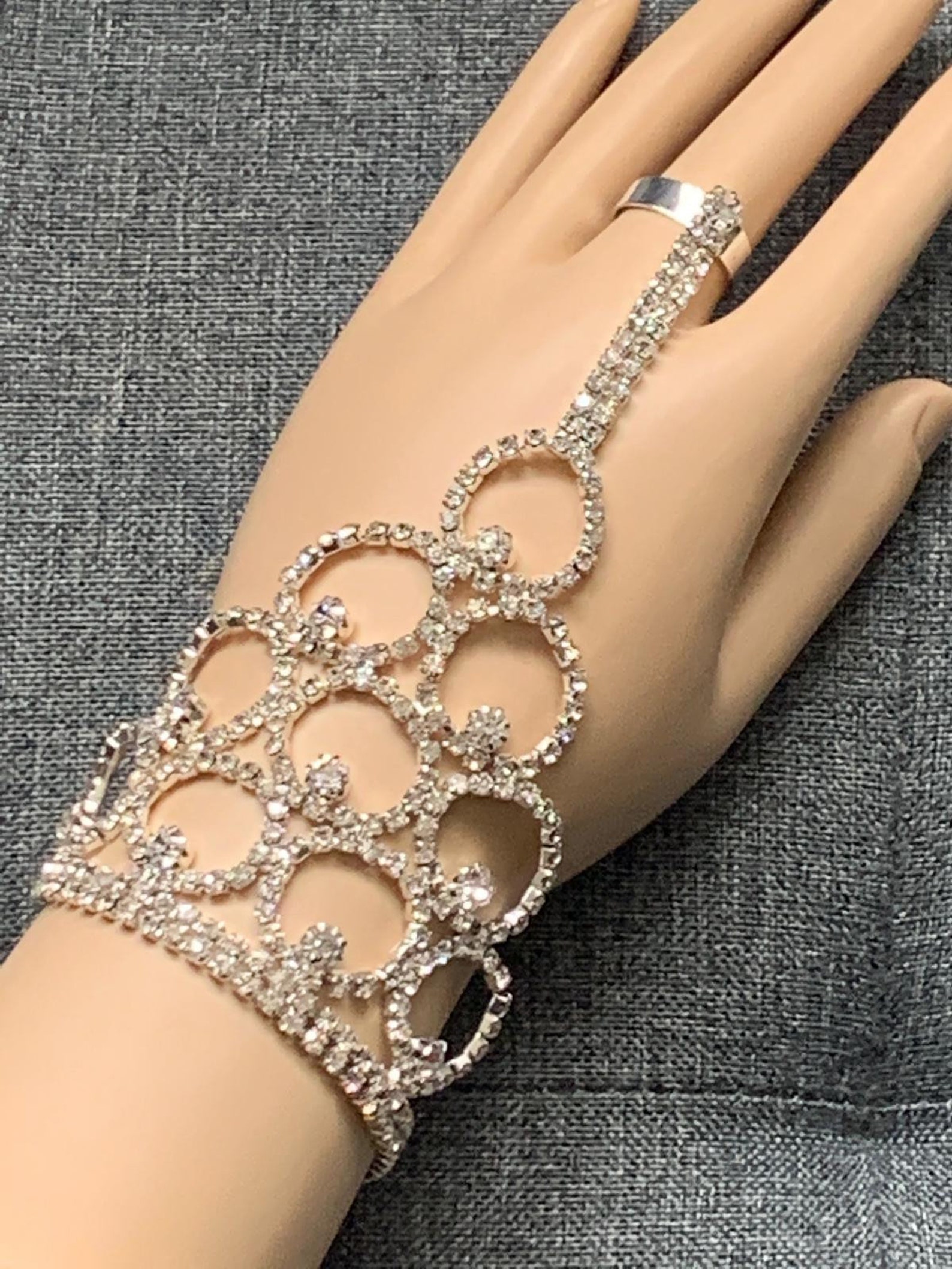 Silber Diamante Hand Schmuck Hand Panja Braut Hochzeit Eid | Etsy