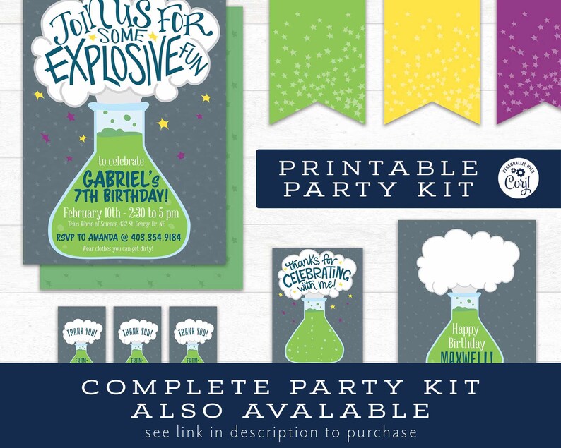 Editable Science Party Invitation, Science Birthday Invitation Template ...