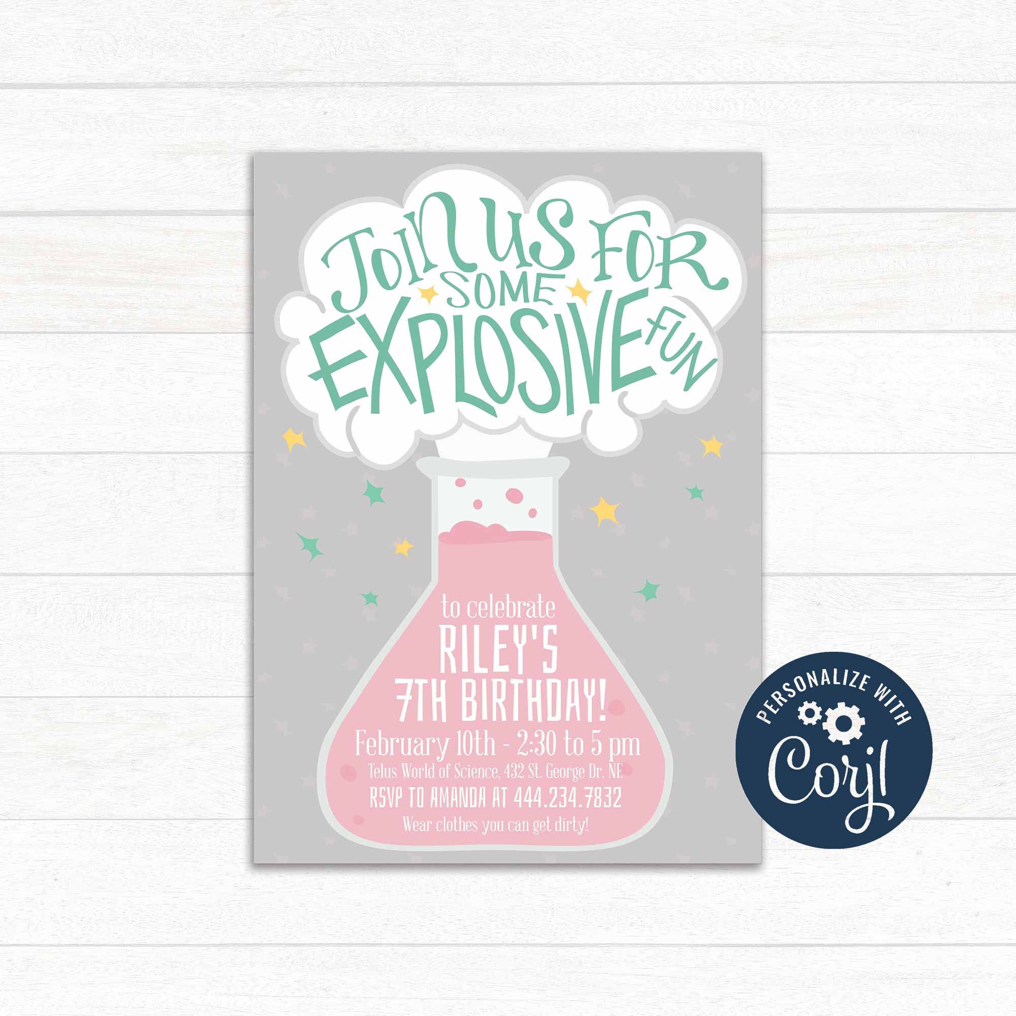 Editable Science Party Invitation, Science Birthday Invitation Template ...