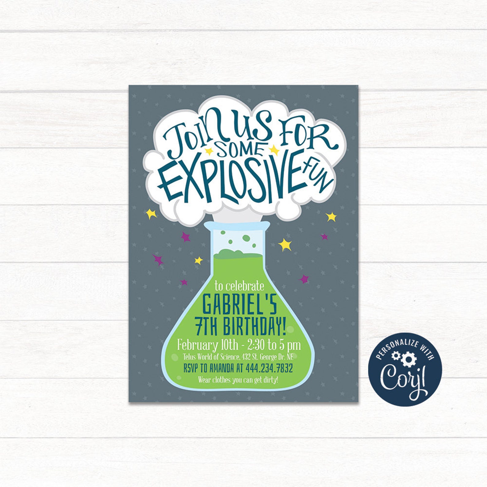 Science Party Invitation Editable Digital Download, Girl Scientist ...