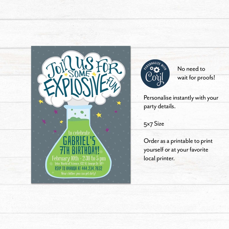 Editable Science Party Invitation, Science Birthday Invitation Template ...