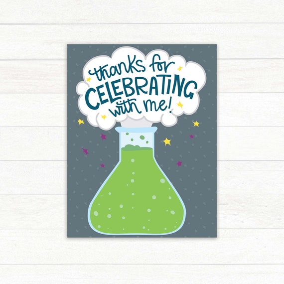 Editable Science Birthday Thank You Card Science Lab | Etsy