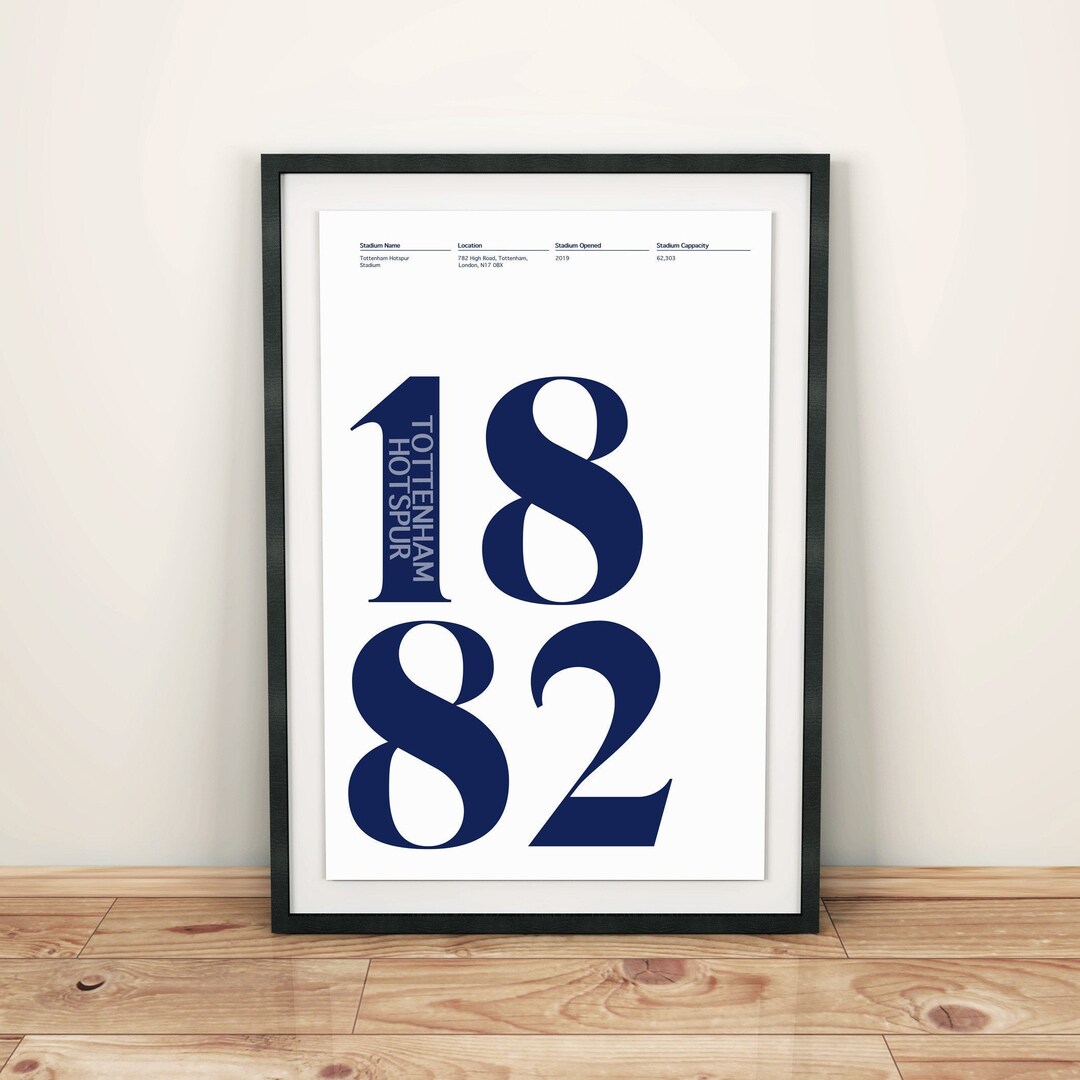 Tottenham Hotspur Print Founding Date Poster 1882 Tottenham Hotspurs ...