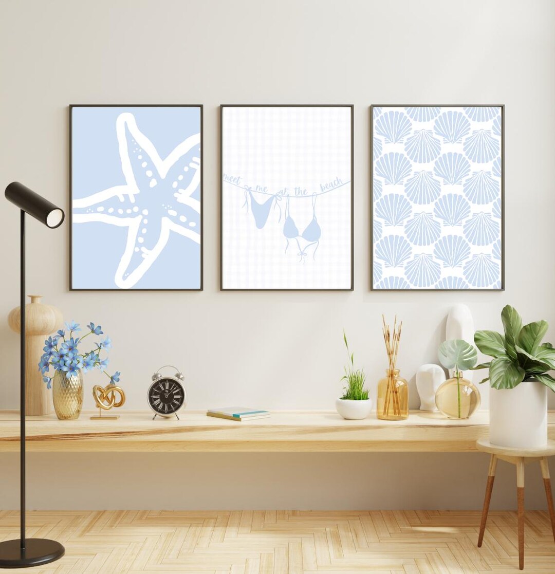 Coastal Blue and White Dorm Poster Digital Prints - Etsy
