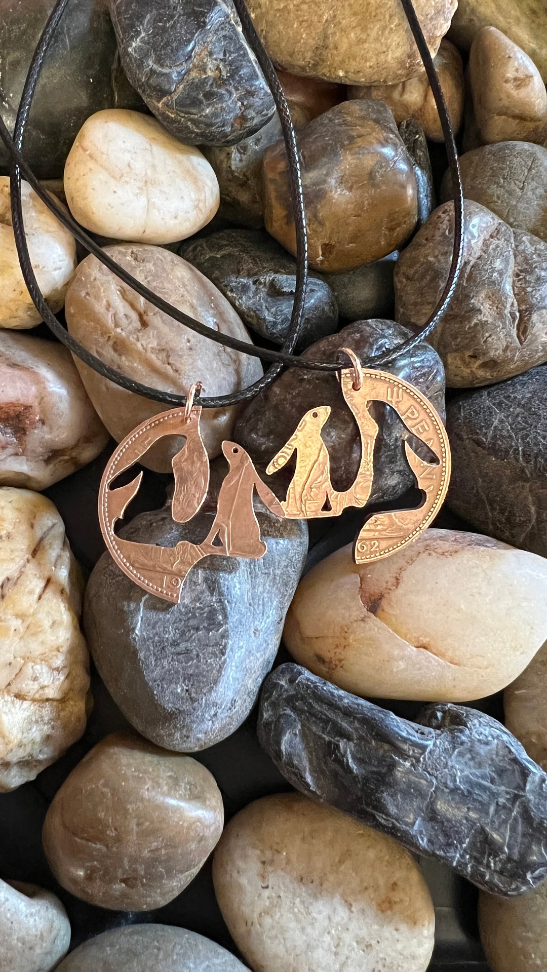 Yin Yang Hare Pendant: Hand Cut Love Coin Necklace - Etsy Canada