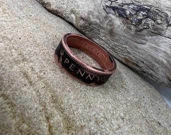 British Penny Coin Ring - Etsy