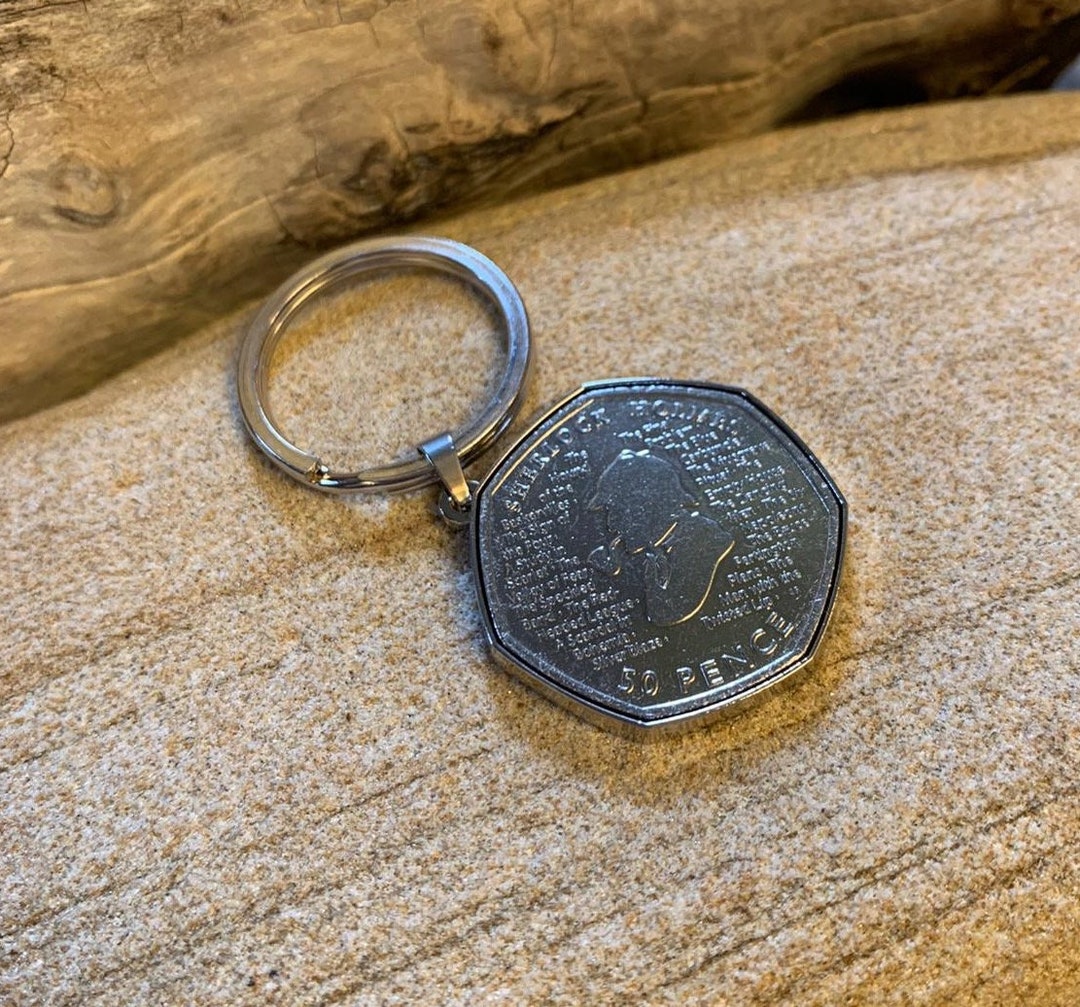 Sherlock Holmes 50p Keyring, Birthday Gift, 18th Keyring, Fifty Pence ...