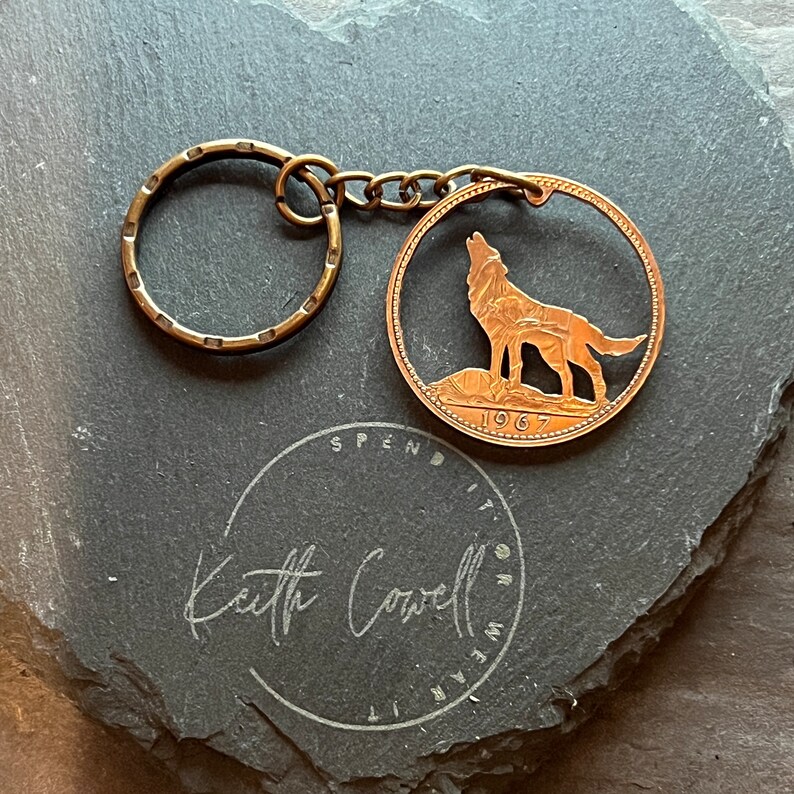 Howling Wolf Coin Pendant Handmade From Old Coins Wolf - Etsy