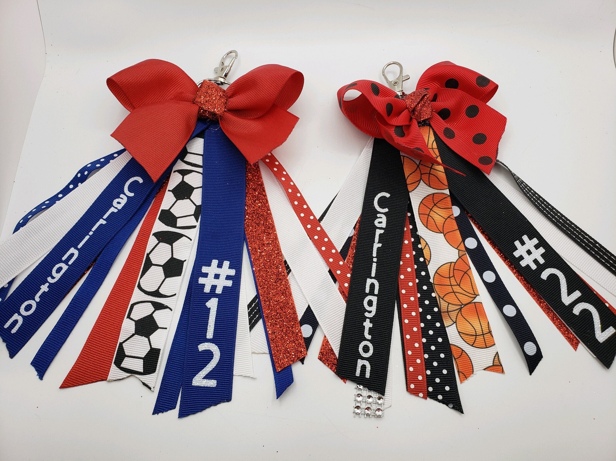 Custom Ribbon Keychain Clip on Personalized Zipper Pull Backpack Sports ...