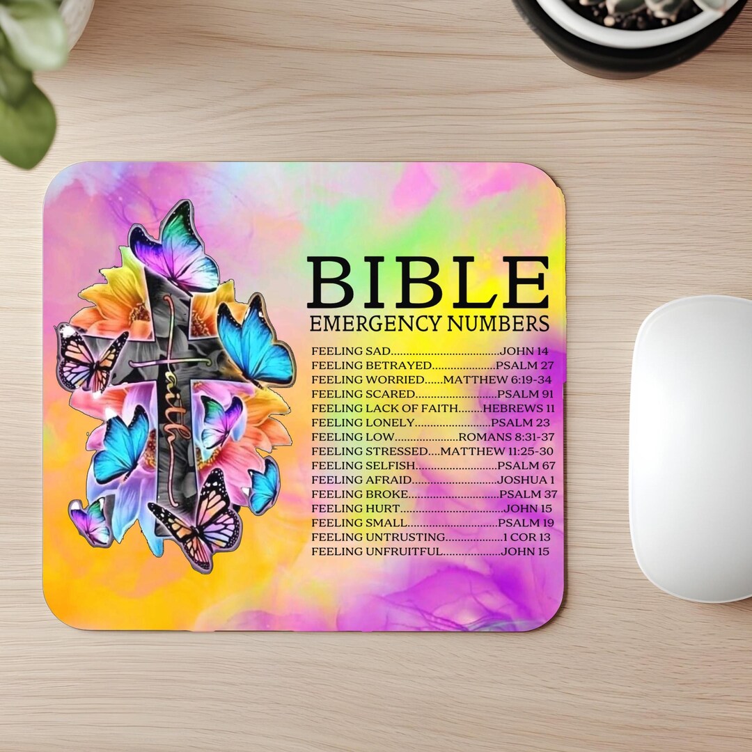 Bible Emergency Numbers Mouse Pad, Christian Mouse Pad, Religious Mouse ...