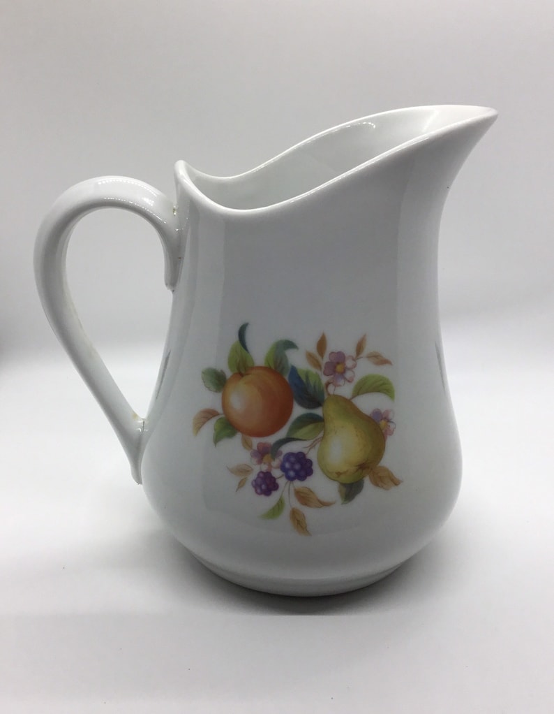 Vintage BIA Cordon Bleu 32oz Porcelain Pitcher Floral & Fruit - Etsy