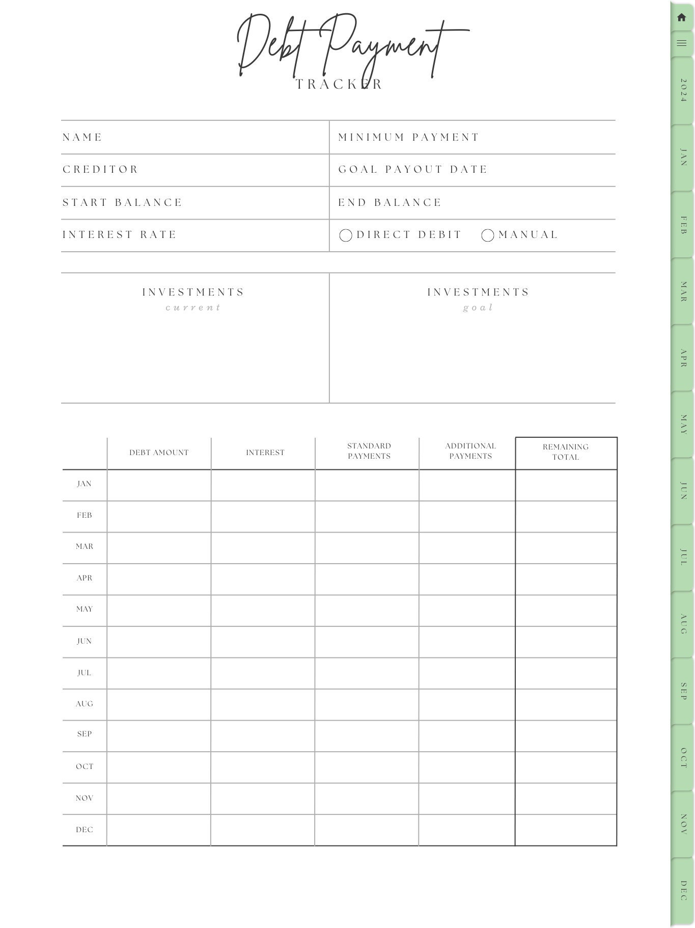 Printable Financial Planner, Digital Budget Organizer Template, Expense ...