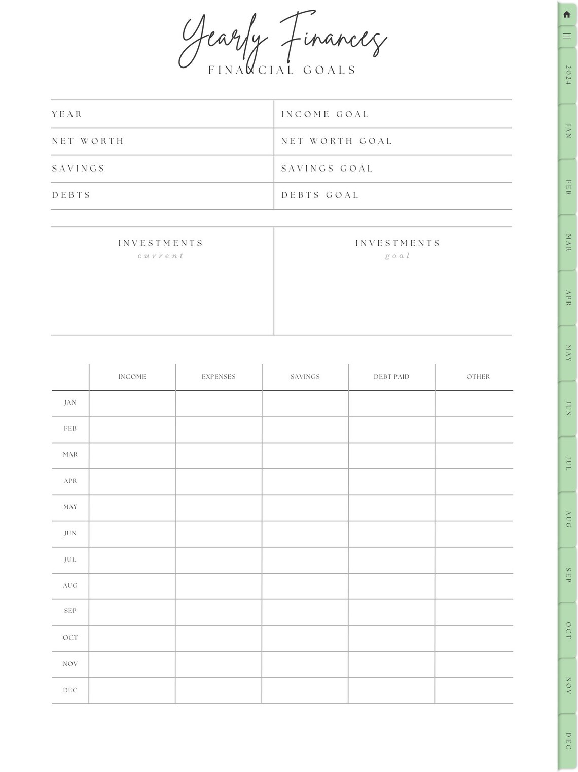 Printable Financial Planner, Digital Budget Organizer Template, Expense ...