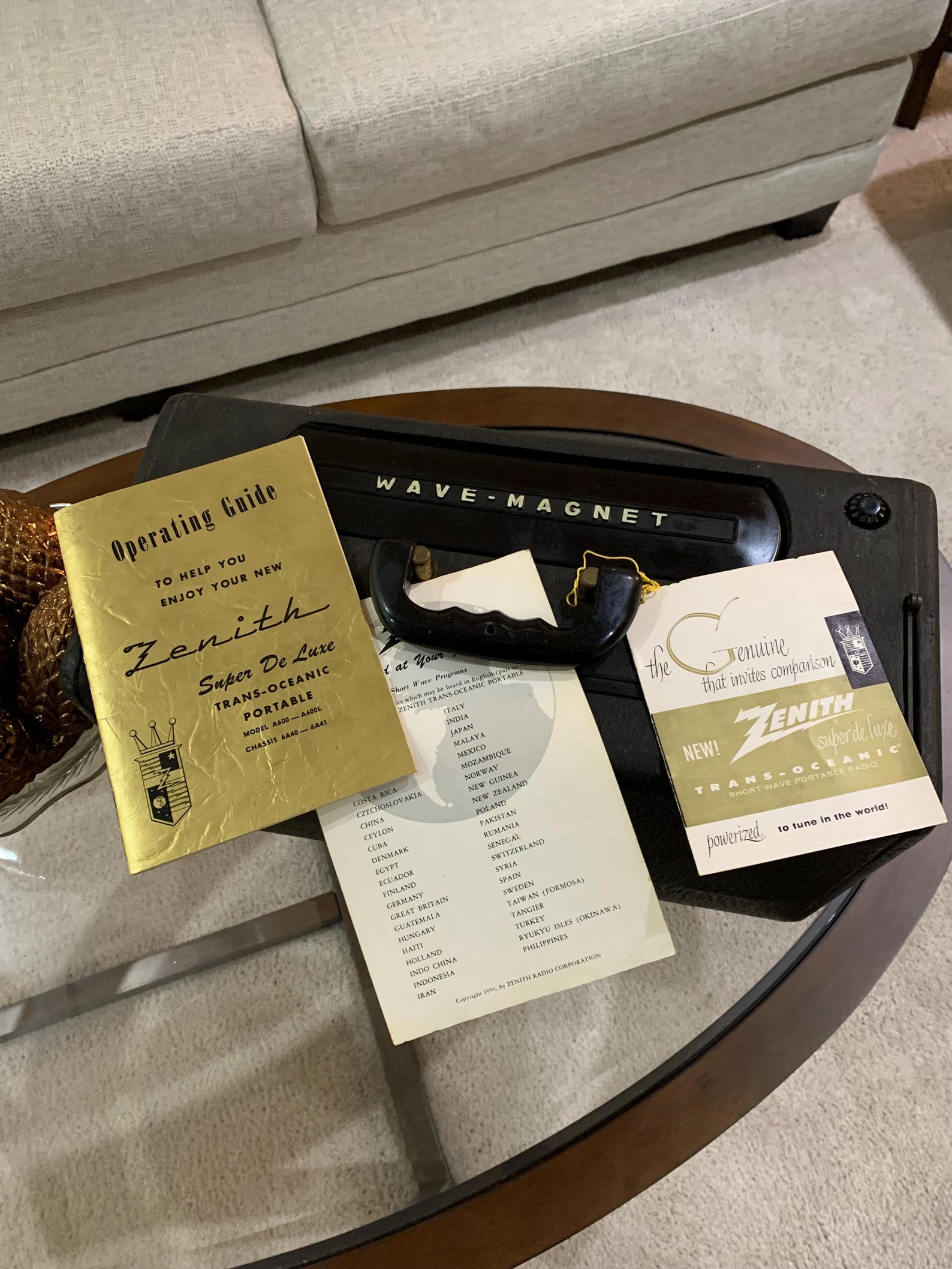 ZENITH Model A-600 Trans-oceanic Ca 1956 Radio MINT Original Owner ...