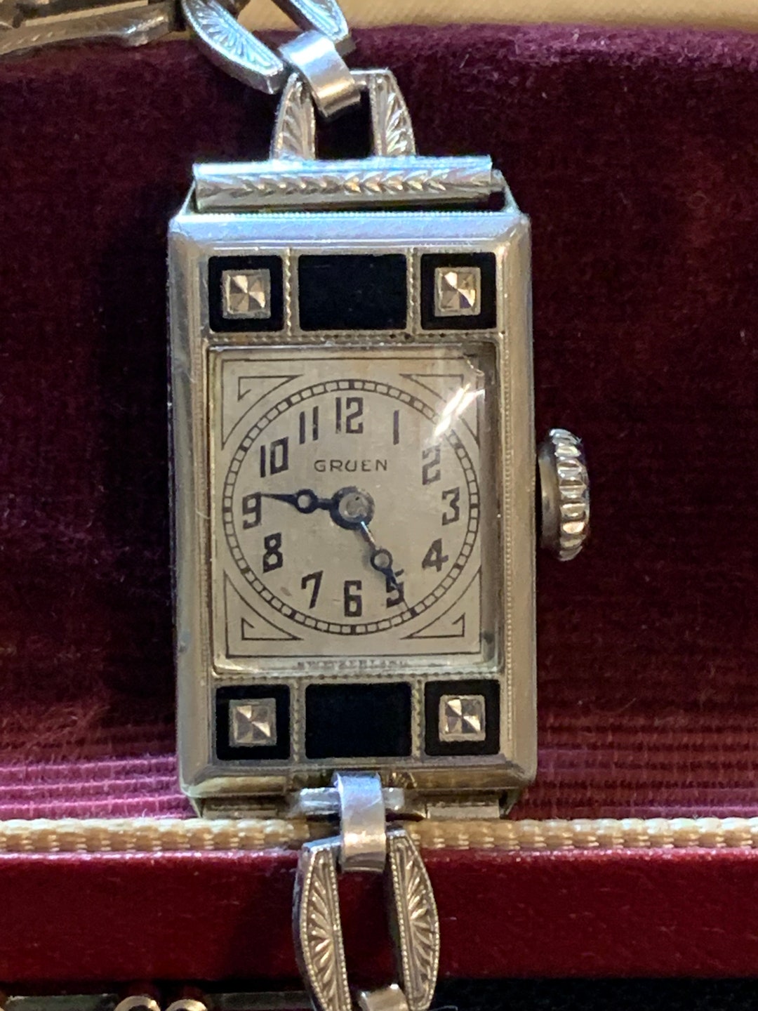 Ca 1933 Gruen Art Deco Ladies 14K Gold Watch With B&N Signed Original ...