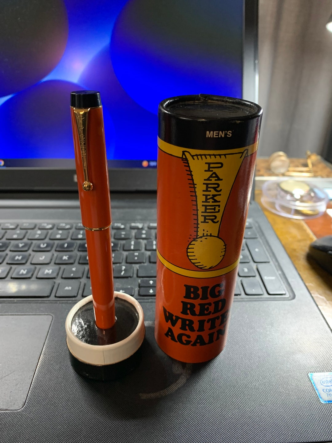 Parker BIG RED Pen Soft Tip Felt Tip Gold Filled Trim NOS in Cylinder ...