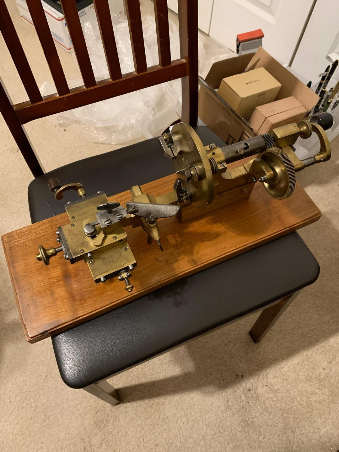 RARE and Operational Ca 1788 Hand Operated Watchmakers Mandrel Lathe ...