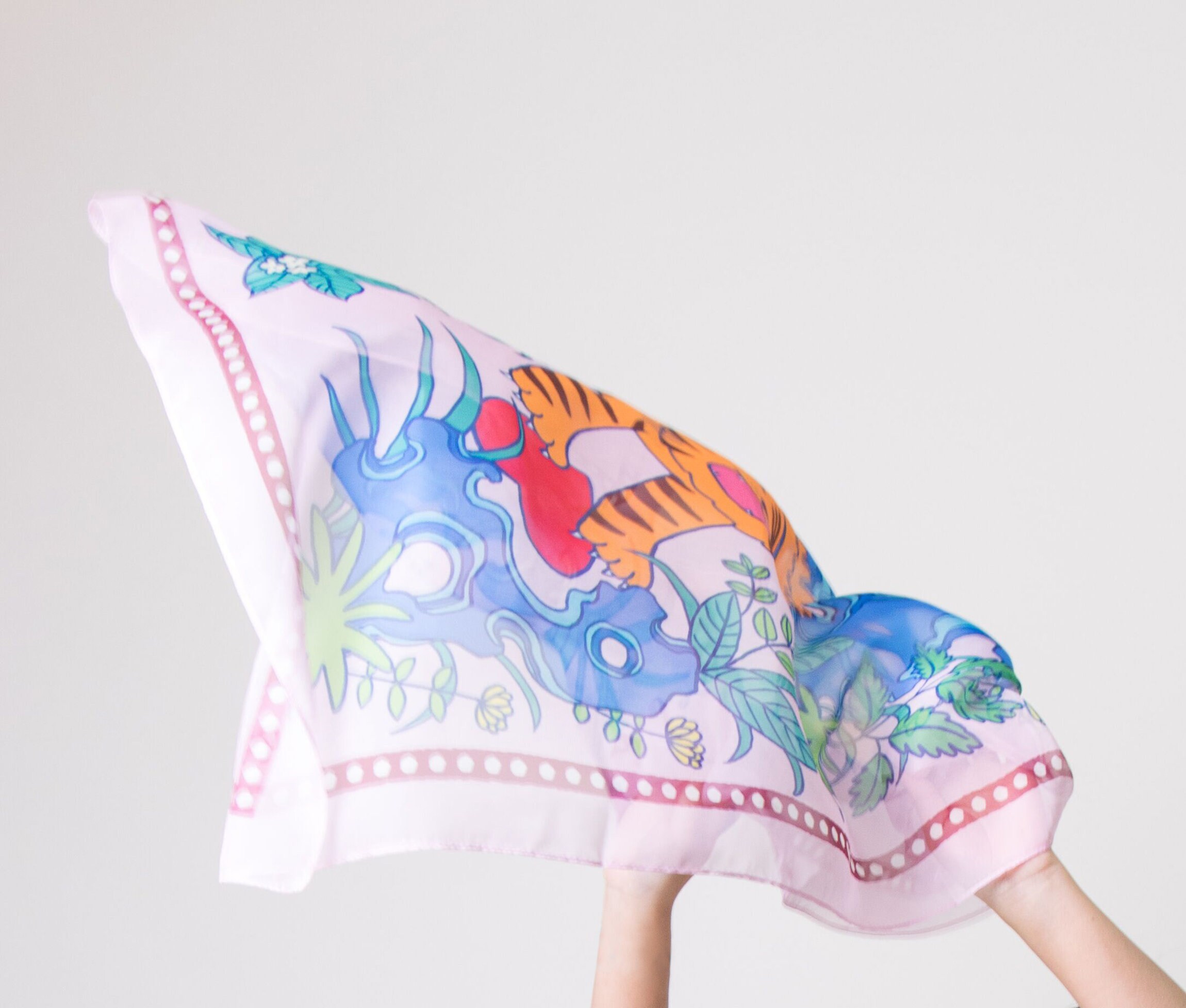 Tiger and Plant Scarf. Nature Wild Flower Heart Square - Etsy