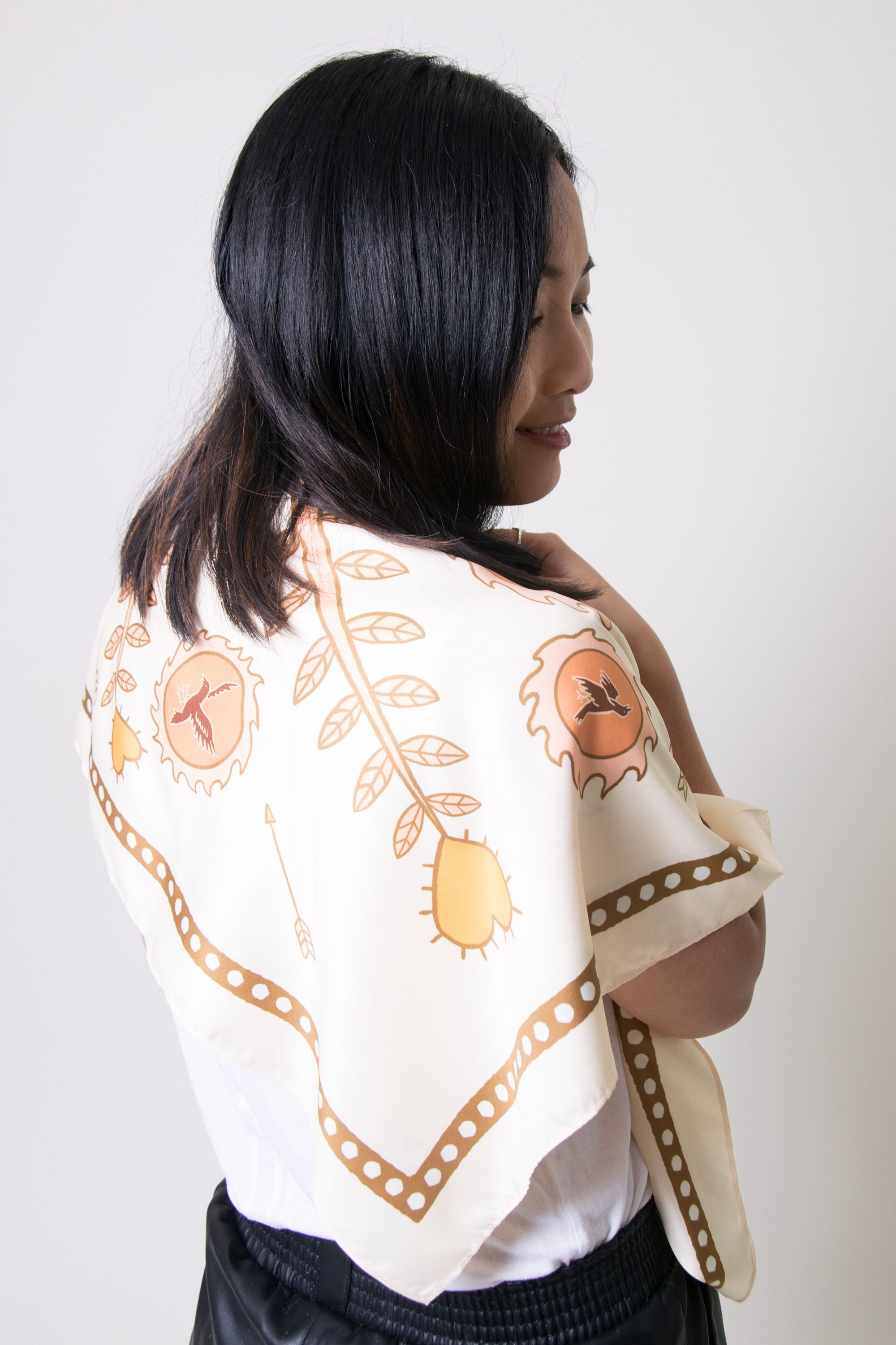 The Golden Crow Polyester Scarf. Sun and Tree. Yellow Scarf. Gift for ...