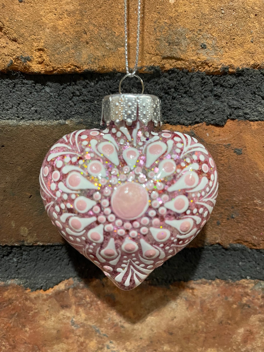 Mandala Dot Glitter Ornament Valentine Ornament Heart Ornament - Etsy