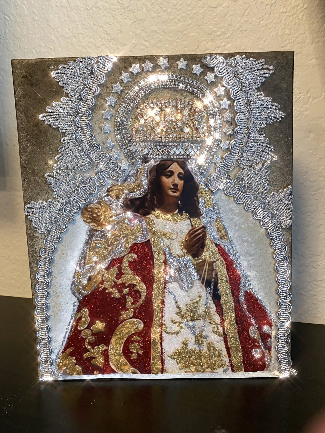 Virgen De Los Angeles. Our Lady of Angels with Clear Epoxy Coating - Etsy