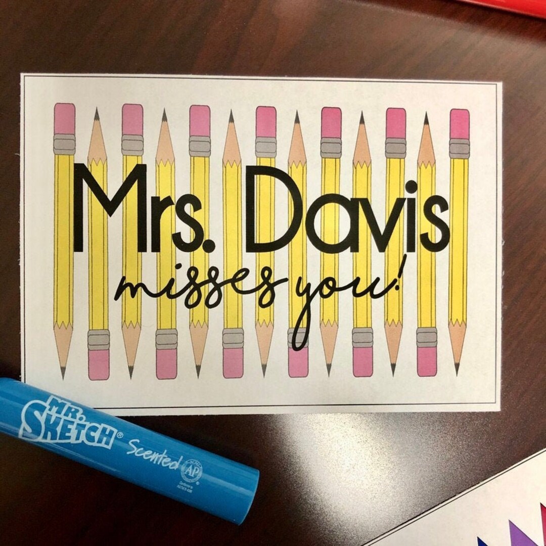 Custom Teacher Name Misses You Postcard Virtual Learning, Elearning ...