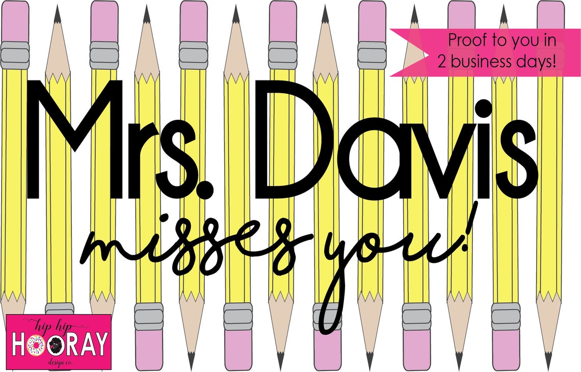 Custom Teacher Name Misses You Postcard Virtual Learning, Elearning ...