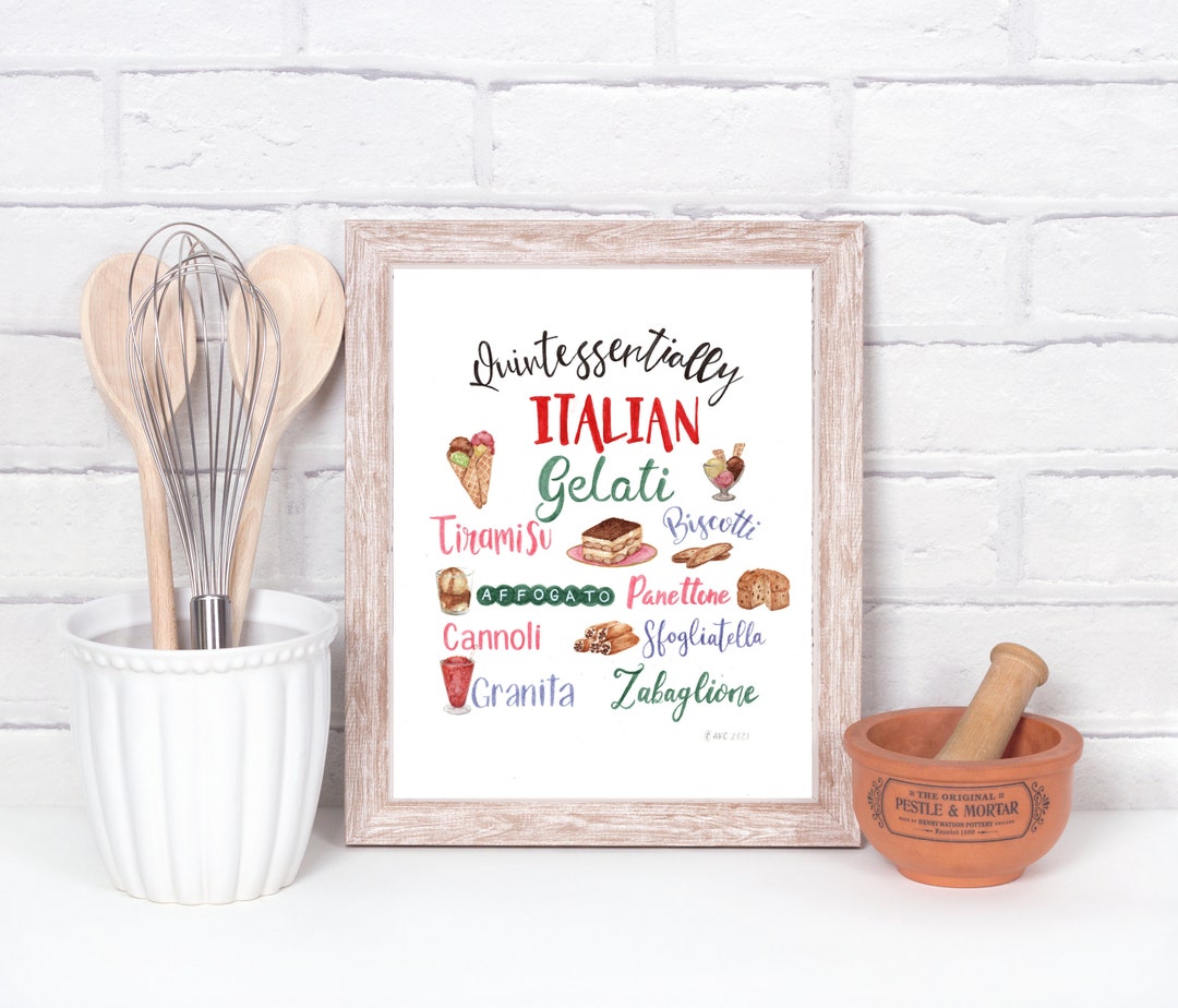 Italian Food Illustration I Kitchen Décor I Italian Art I Watercolor ...