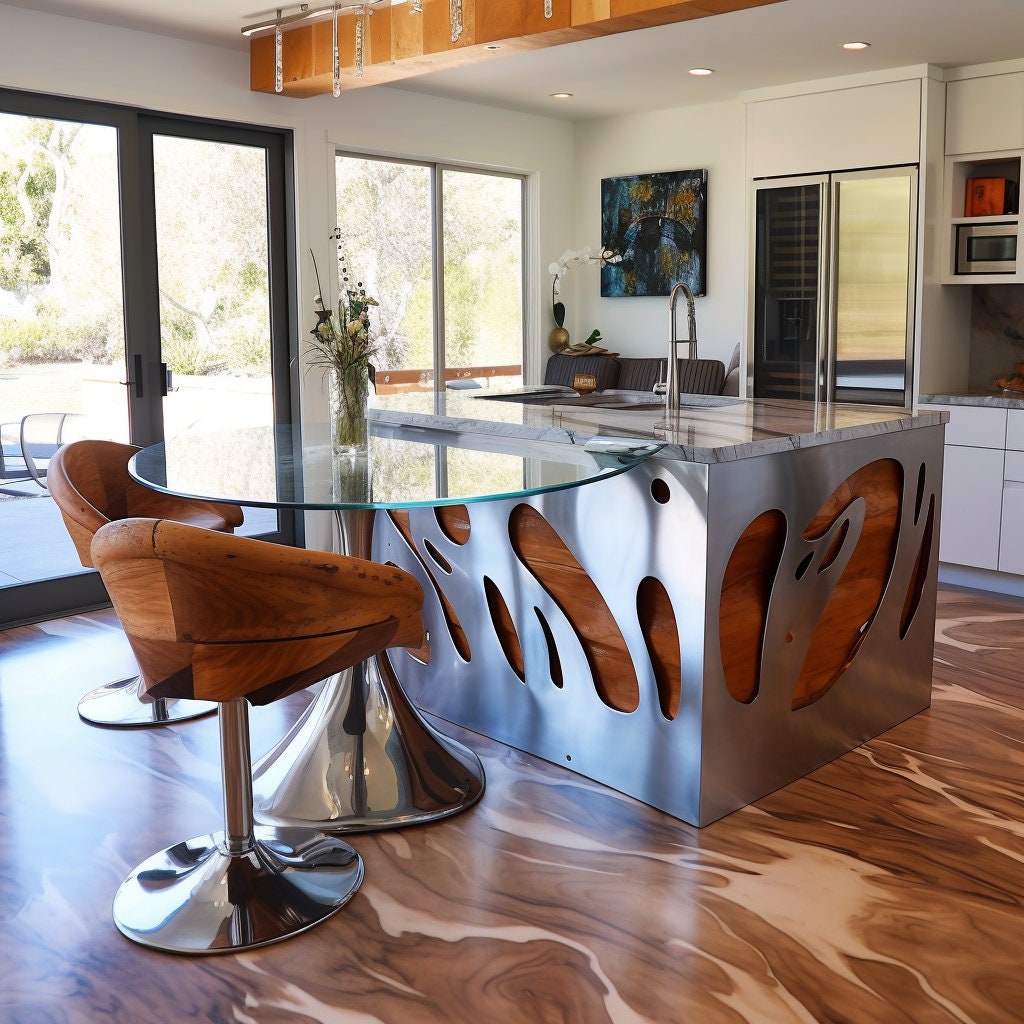 Abstract Stainless Steel Kitchen Island - Etsy