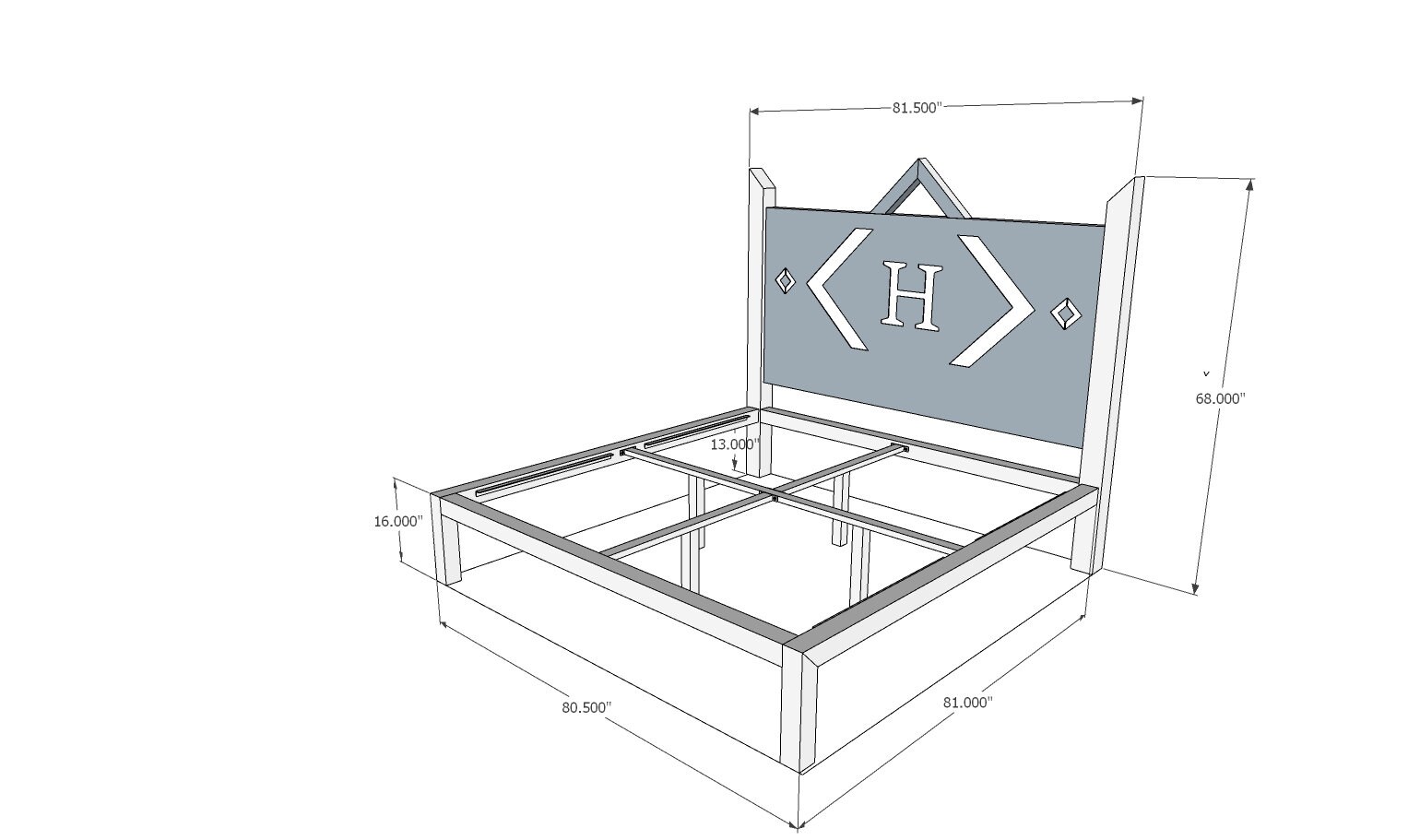 King Size Monogram Steel Bedframe and Headboard - Etsy