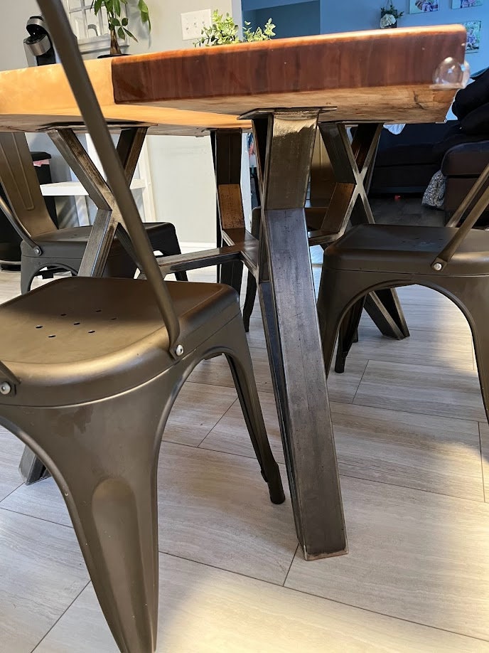 Industrial Style Steel Cantilever Table Base — Hamlin Welding & Fabricating